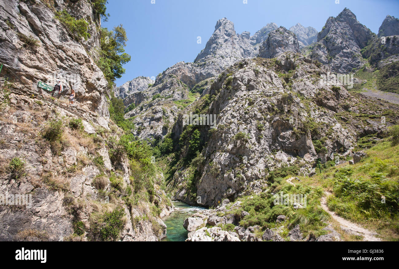 Hiking Cares Gorge in Picos de Europa,Asturias,Spain,Europe Stock Photo ...