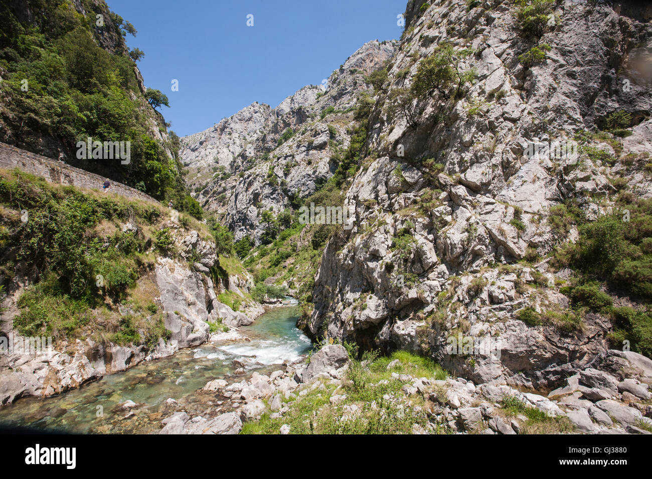 Hiking Cares Gorge in Picos de Europa,Asturias,Spain,Europe Stock Photo ...