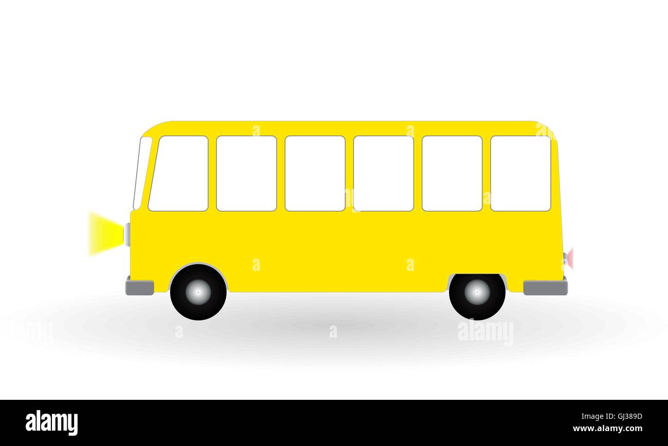 Cartoon cheerful minibus Isolated on White Background. Vector Il Stock ...
