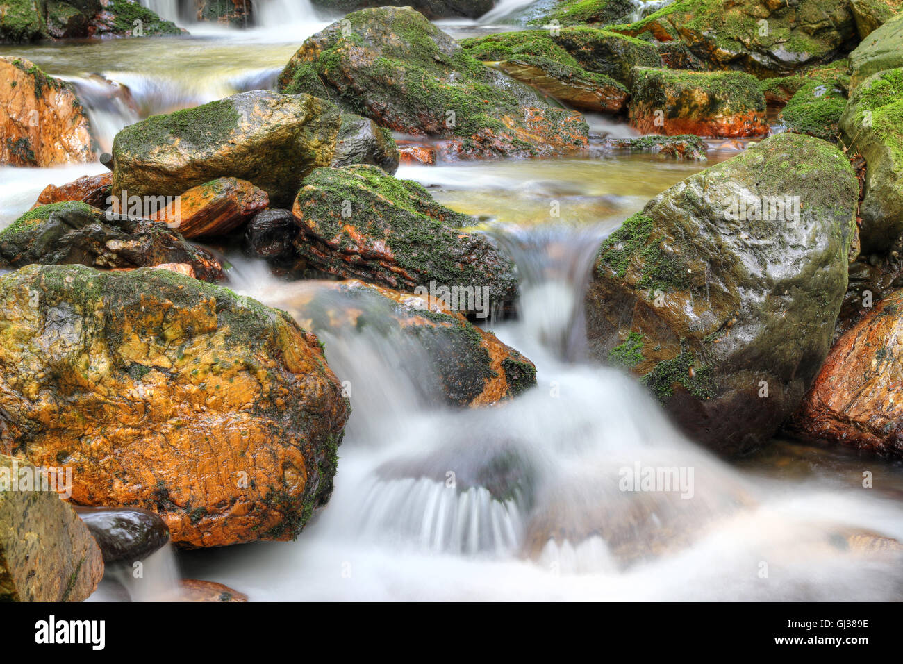 Water running over rocks - long exposure Stock Photo - Alamy