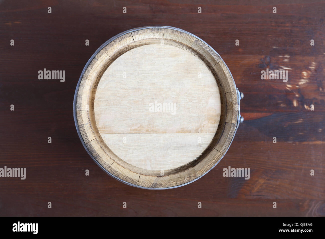Farm concept. Closeup of oak barrel top. Nice wooden background Stock ...