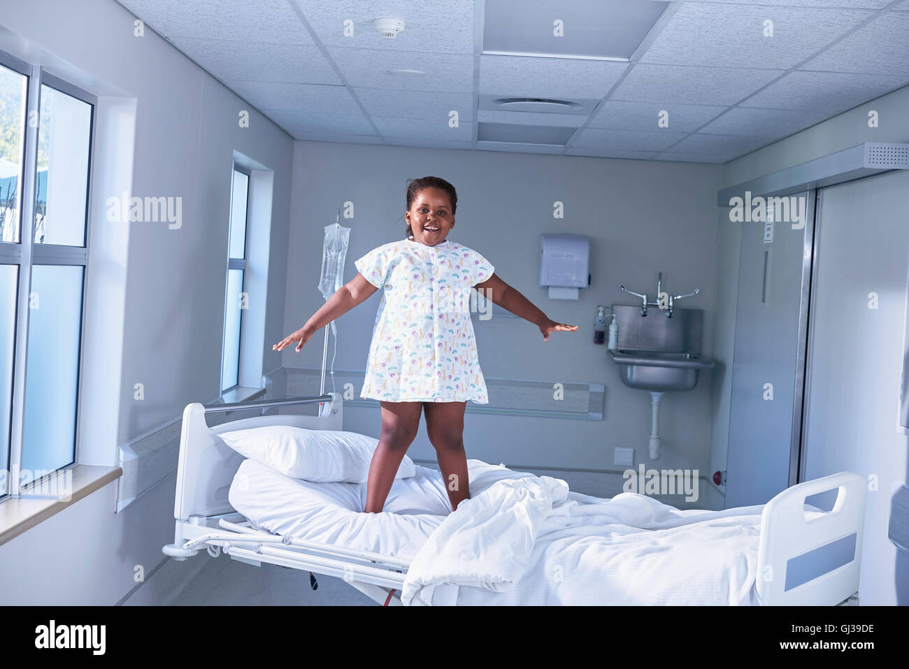 Happy Patient In Hospital Bed