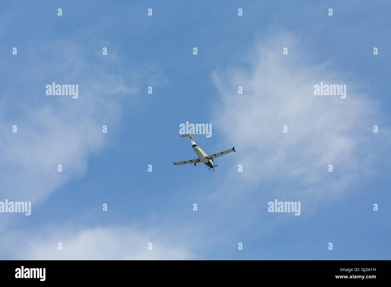 A Single Prop Plane from Below Stock Photo - Alamy