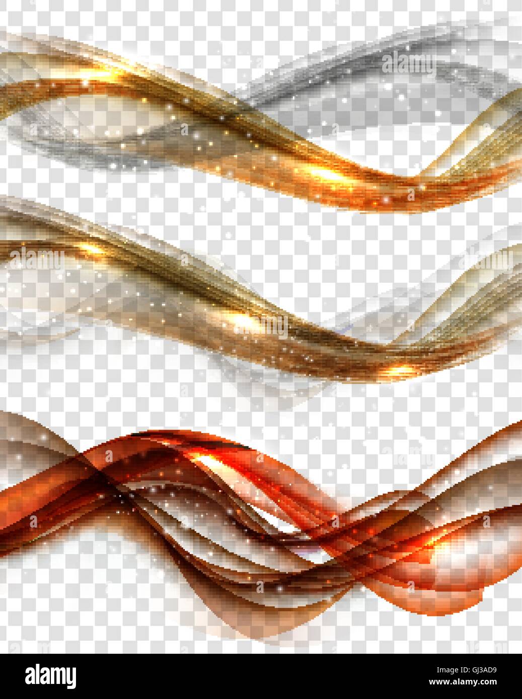 Abstract Golden Wave Set on Transparent Background. Vector Illus Stock ...