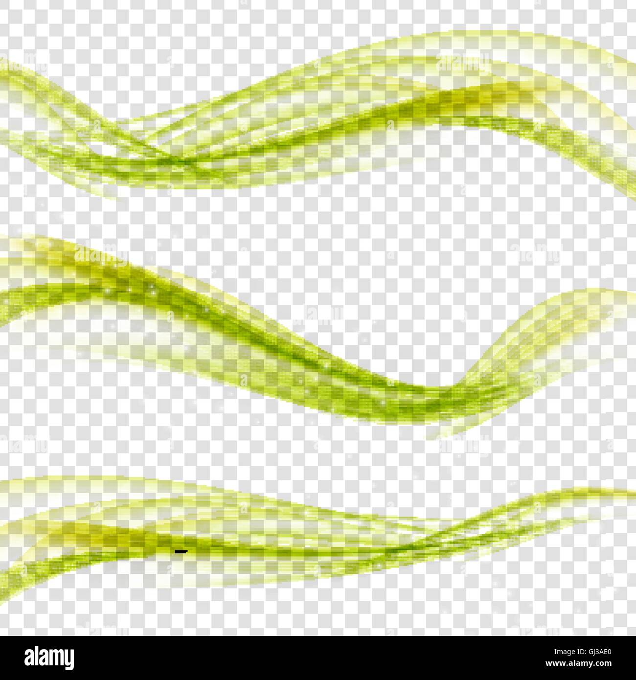 Abstract Green Wave Set on Transparent Background. Vector Illus Stock ...