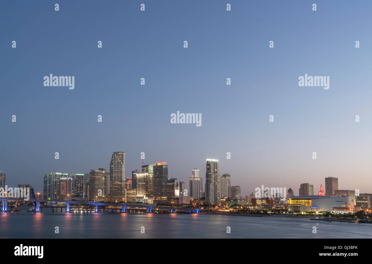 Miami skyline at dusk, Florida, USA Stock Photo - Alamy