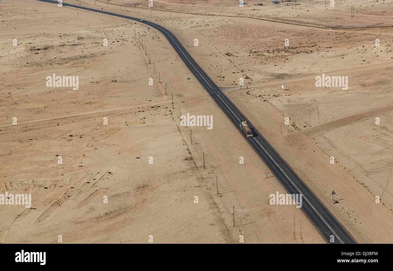 Truck on highway, Namib Desert, Namibia Stock Photo - Alamy