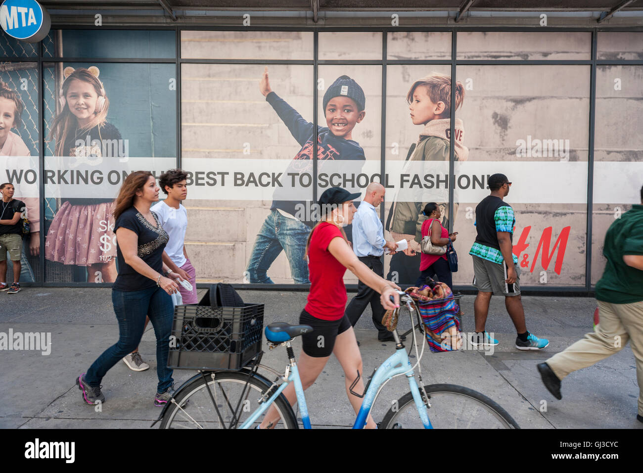 A back to school display is seen on the window of an H&M store in New ...