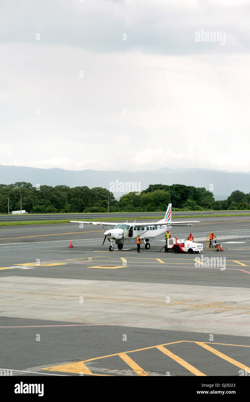 Light aircraft on the ground at Juan Santamaría International Airport ...