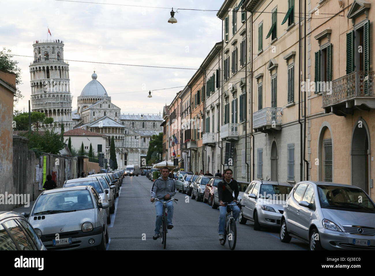Leaning Tower of Pisa, and street scene Pisa, Tuscany, Italy. © Paul ...
