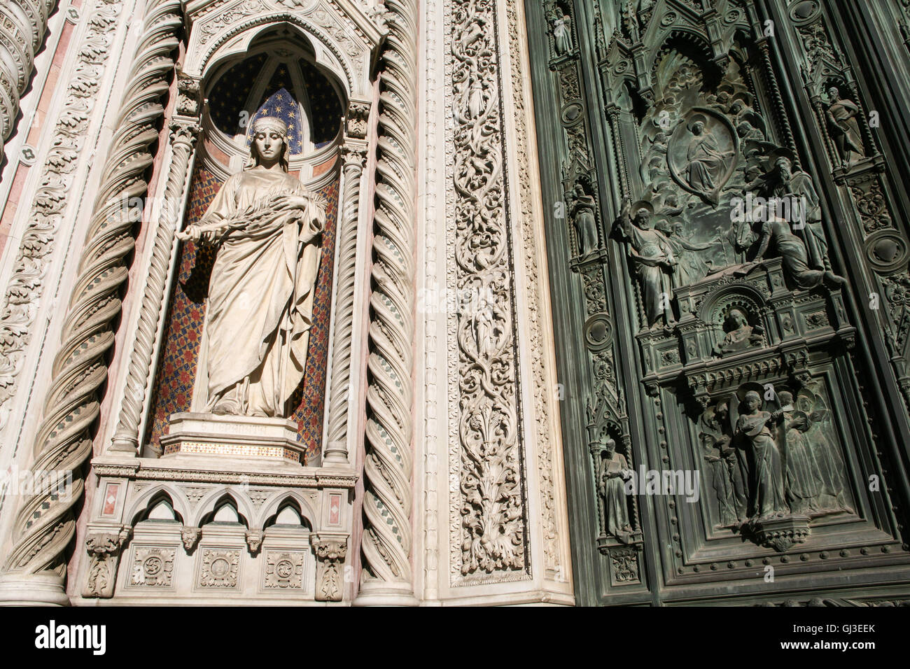 At the main door entrance front of The Duomo, Florence/ Firenze ...