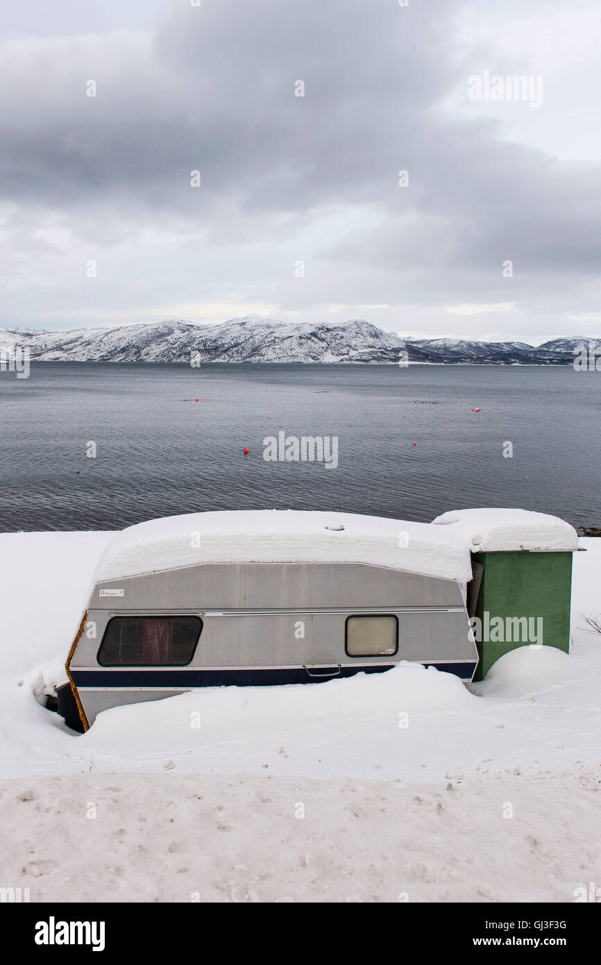 A caravan in the snow in Alta, Norway Stock Photo - Alamy