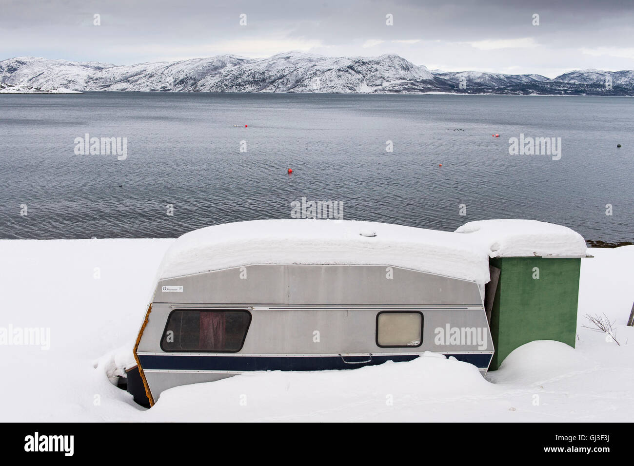 A caravan in the snow in Alta, Norway Stock Photo - Alamy