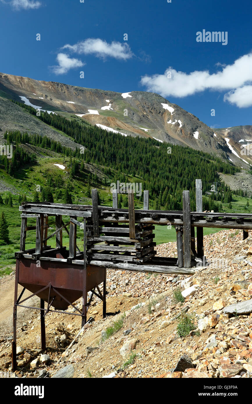 Ruins of Shoe Basin Mine and surrounding mountains above Peru Creek ...