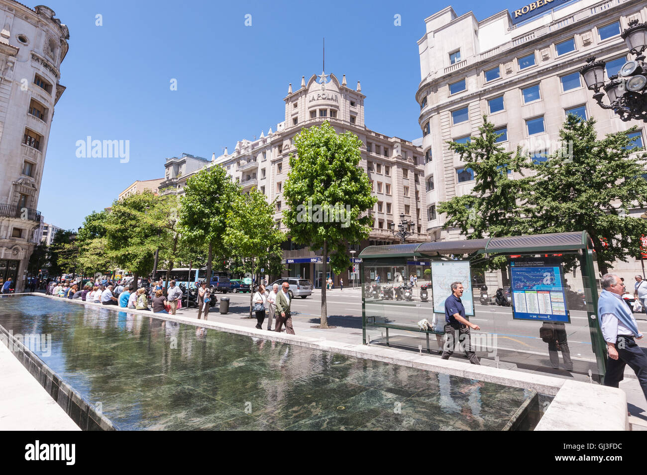 Infinity pool designed fountain water feature in centre of Santander ...