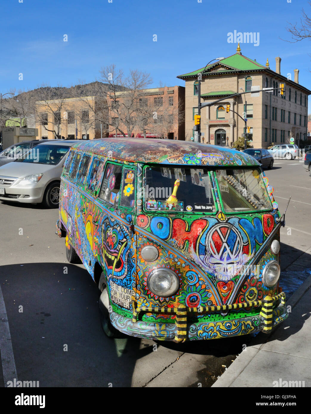 Hippie mobile in downtown Boulder Stock Photo - Alamy