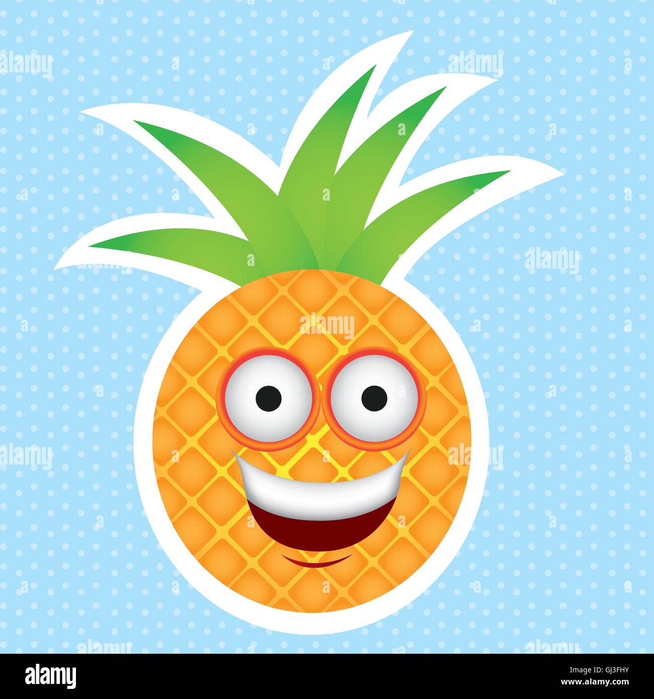 Cartoon pineapple with big eyes and big smile vector illustratio Stock ...