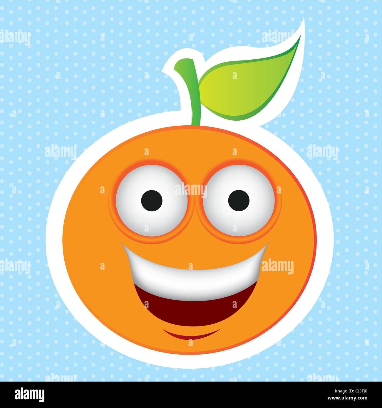 Cartoon orange with big eyes and big smile vector illustration Stock ...