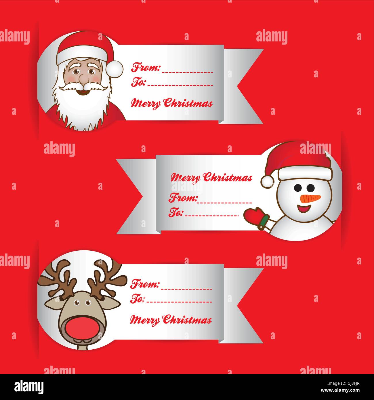 Illustration of Christmas cards with characters vector illustrat Stock ...