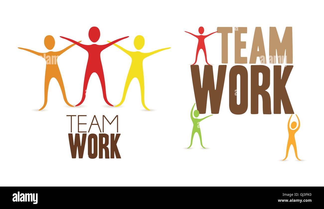 silhouette of many people together teamwork union vector illustr Stock ...
