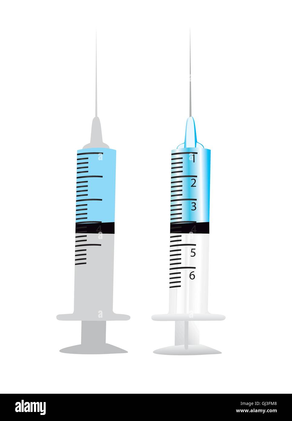 illustrations of syringes 3D and silhouette vector illustration Stock ...