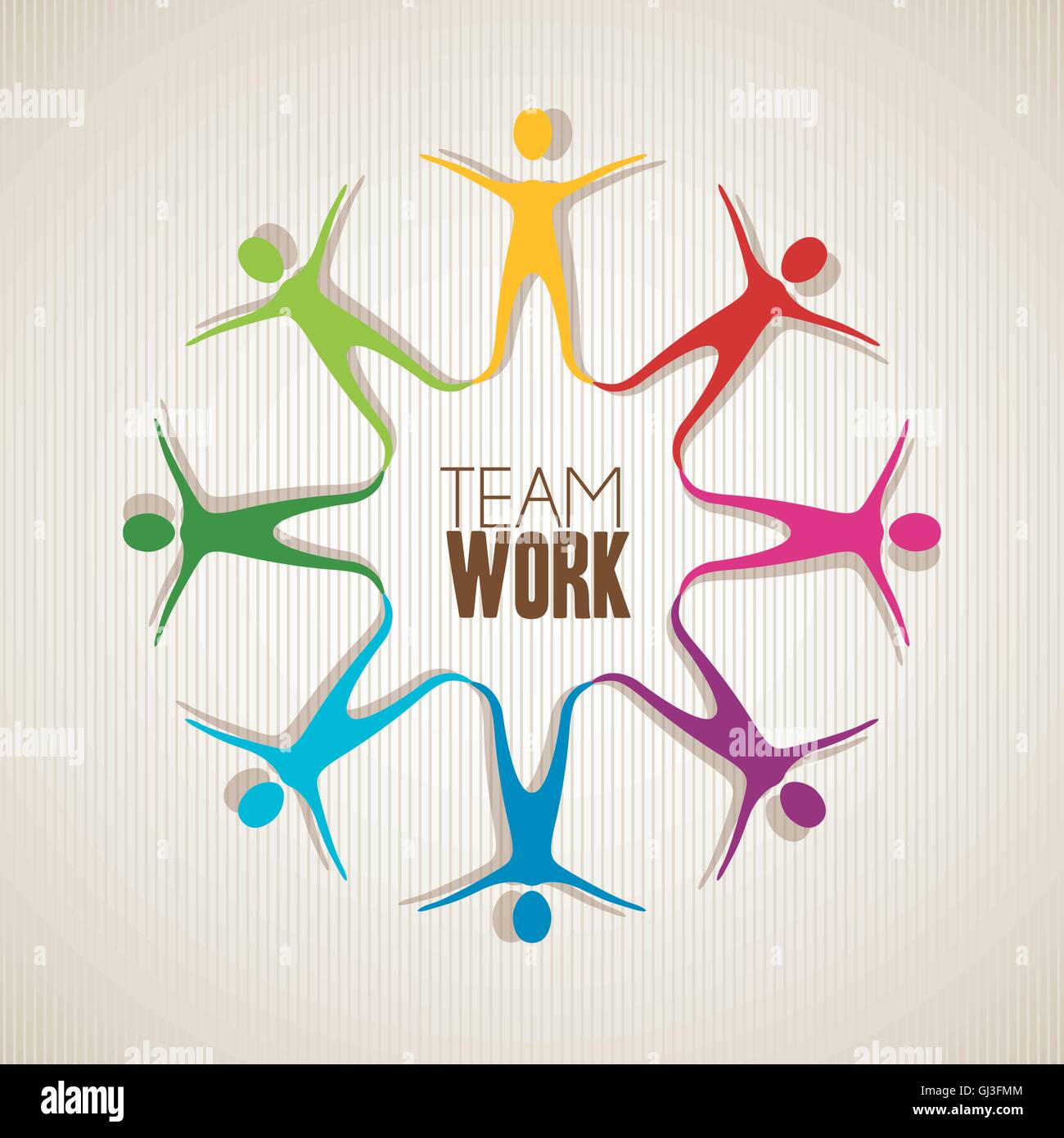 colored silhouettes of people holding hands teamwork vector illu Stock ...