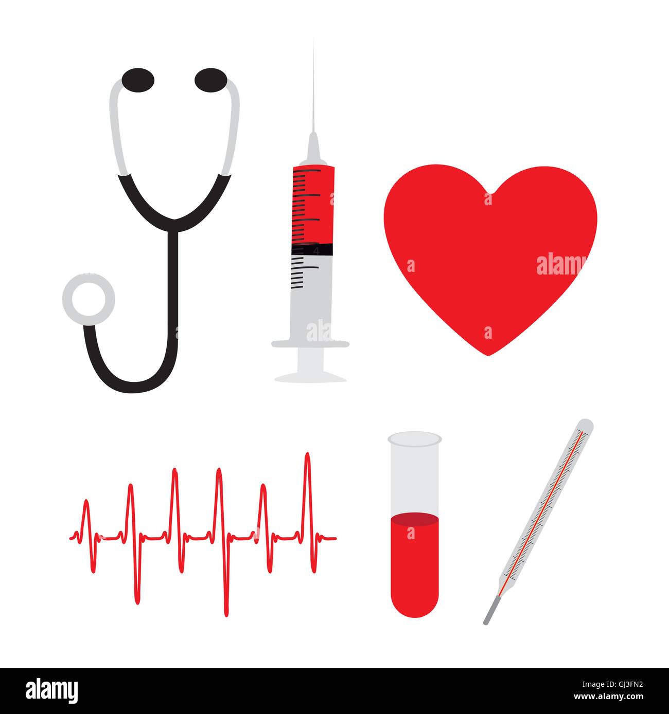illustration of icons of health stethoscope injection pace heart Stock ...