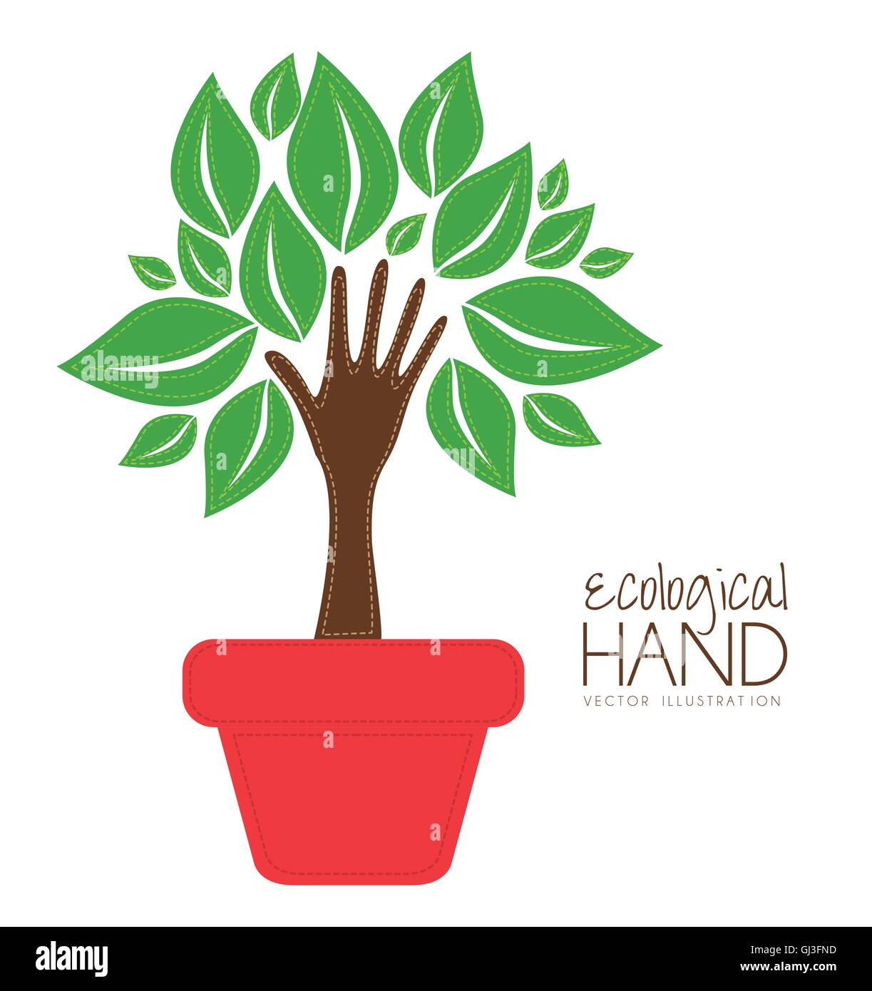 Illustration recycling hand forming a tree with leaves helping n Stock ...