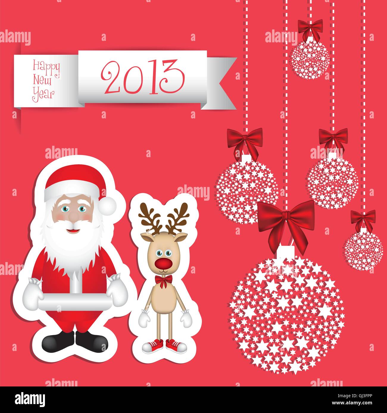 Illustration of cartoon Christmas Reindeer and santa claus Rudol Stock ...
