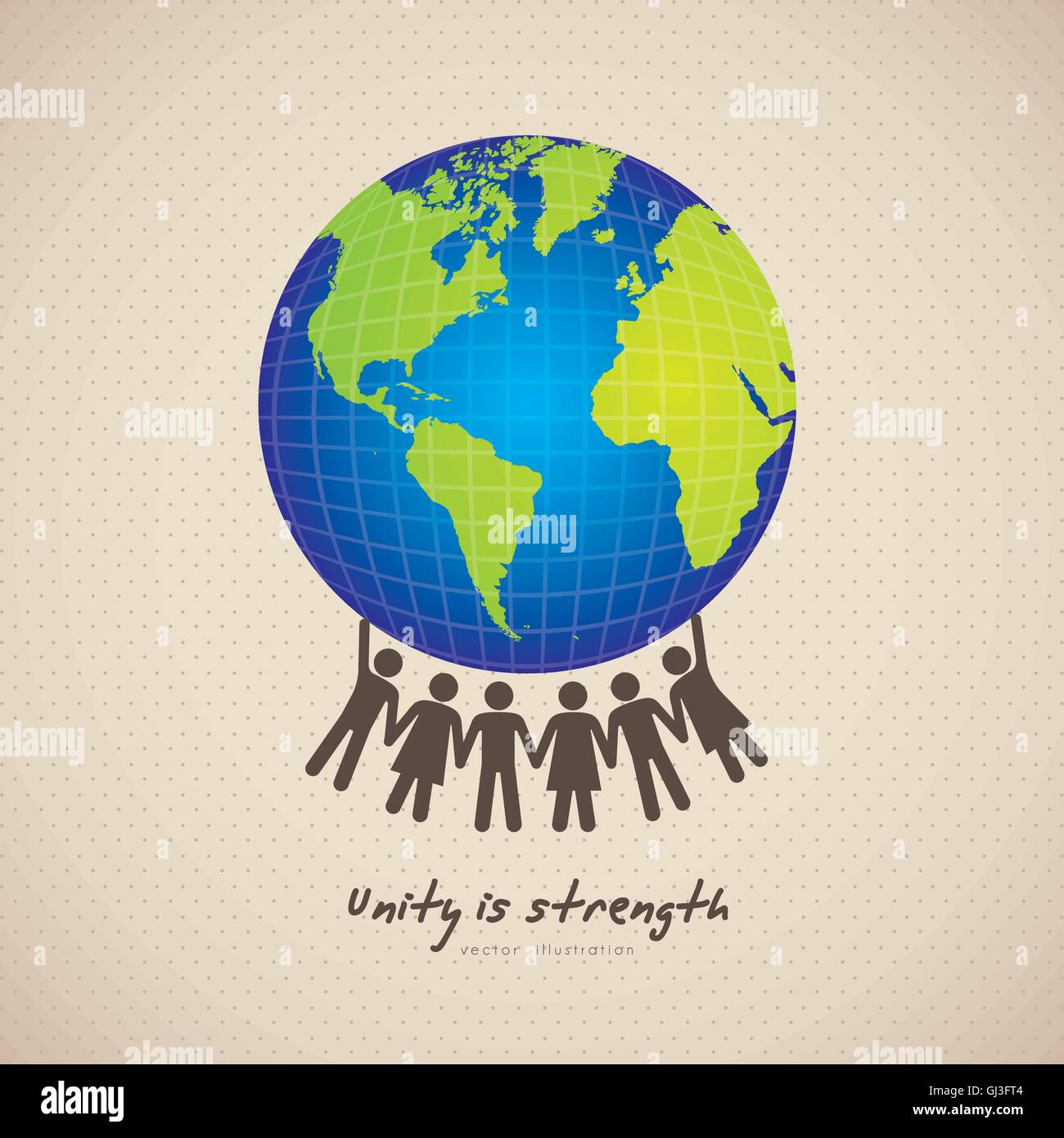 illustration of people united by holding the planet earth vector Stock ...