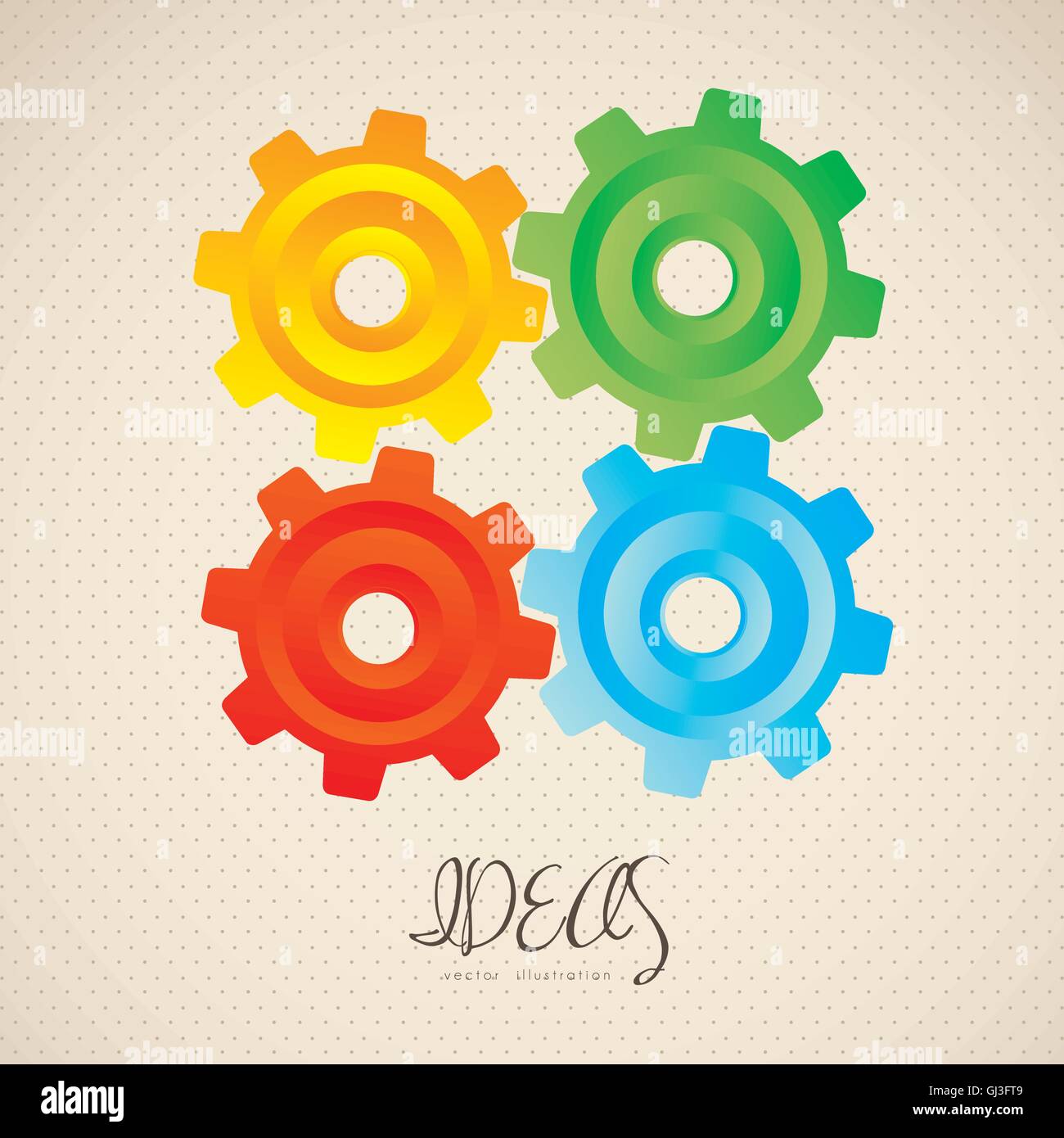illustration of color gears on white background sequence order v Stock ...