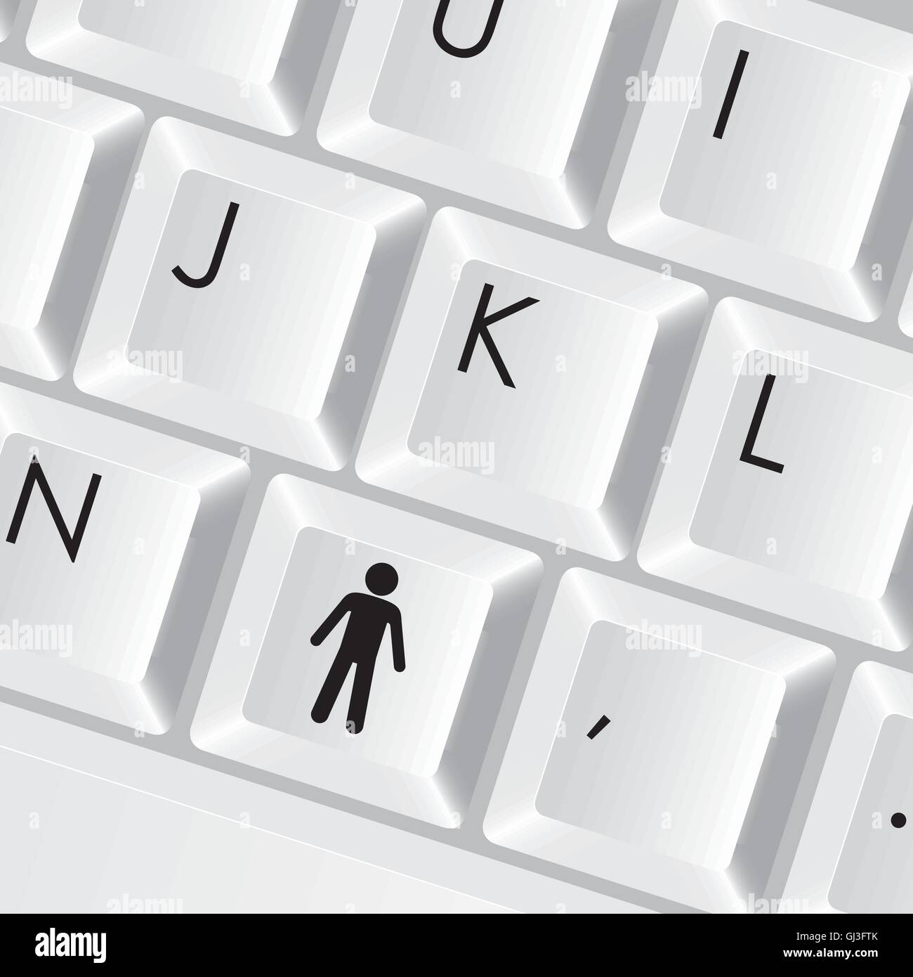 illustration of computer keyboard with lit man icon vector illus Stock ...