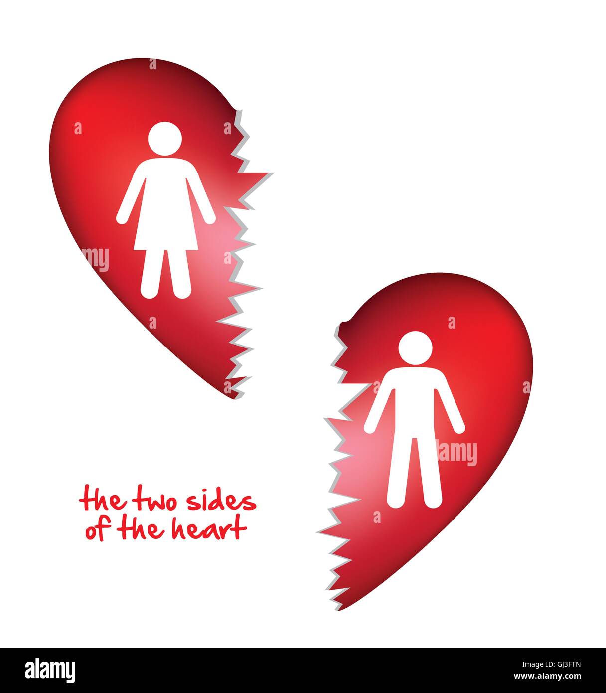 illustration of a broken heart isolated on white background vect Stock ...