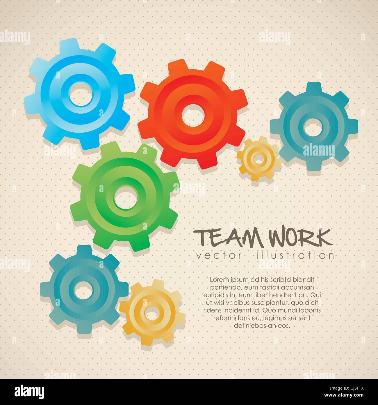 illustration of color gears on beige background vector illustra Stock ...