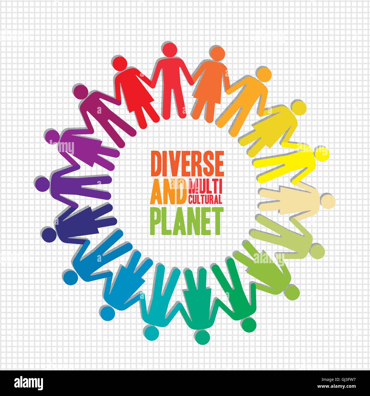 illustration of diverse and multicultural people in the planet v Stock ...