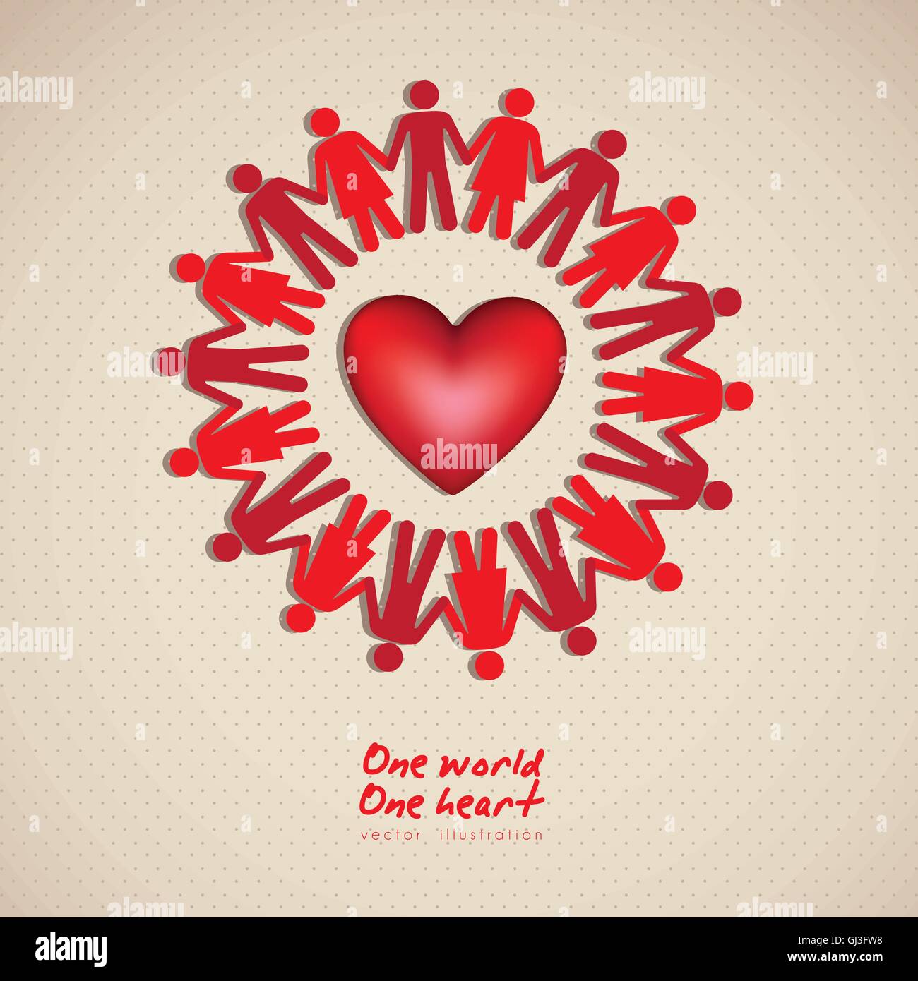 illustration of people in the world united in love vector illust Stock ...