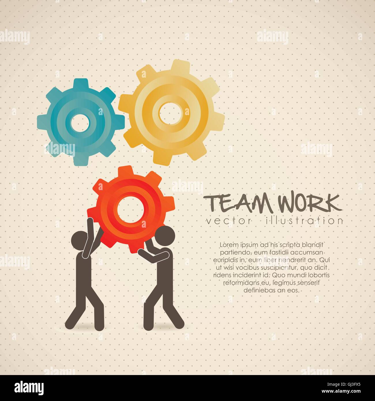 Illustration of silhouettes with gears team work Vector Illustra Stock ...