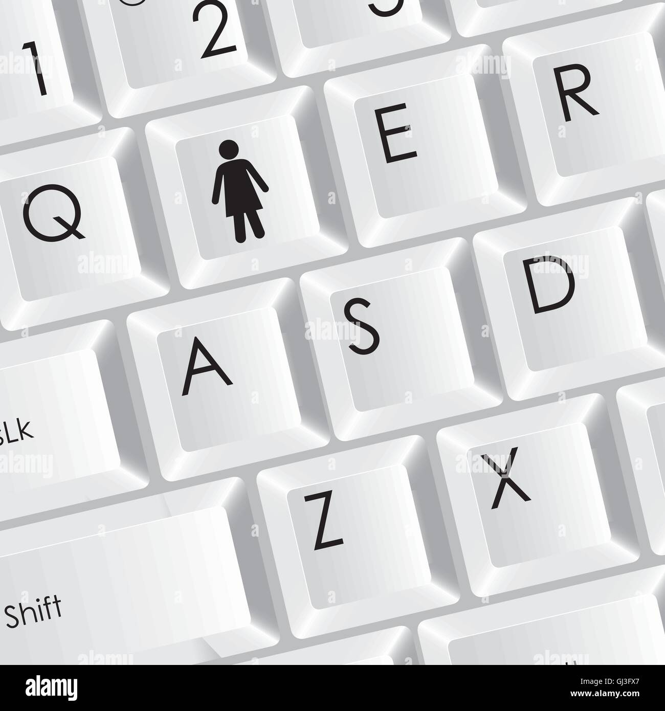 illustration of computer keyboard with woman icon vector illustr Stock ...