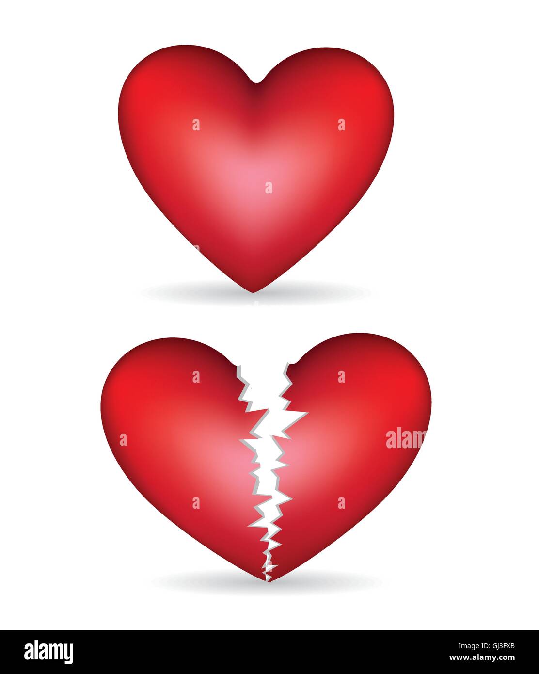 Illustration of heart and broken heart isolated background vecto Stock ...