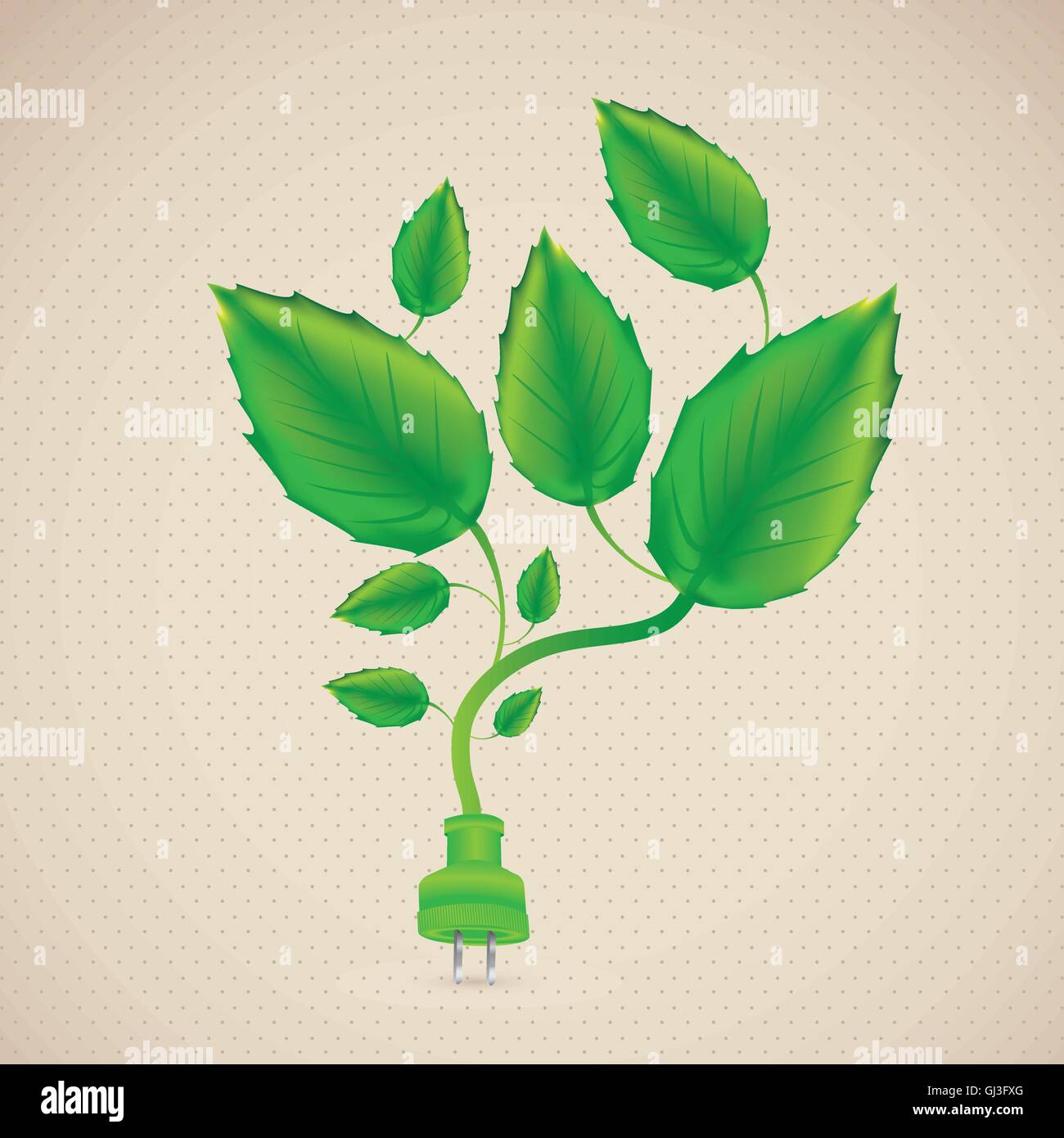 Illustration of ecological plug with leaves and plants vector il Stock ...