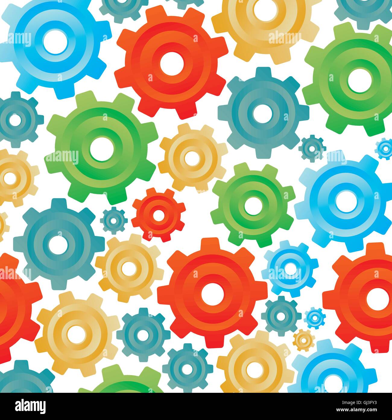 illustration of color gears on white background sequence order v Stock ...
