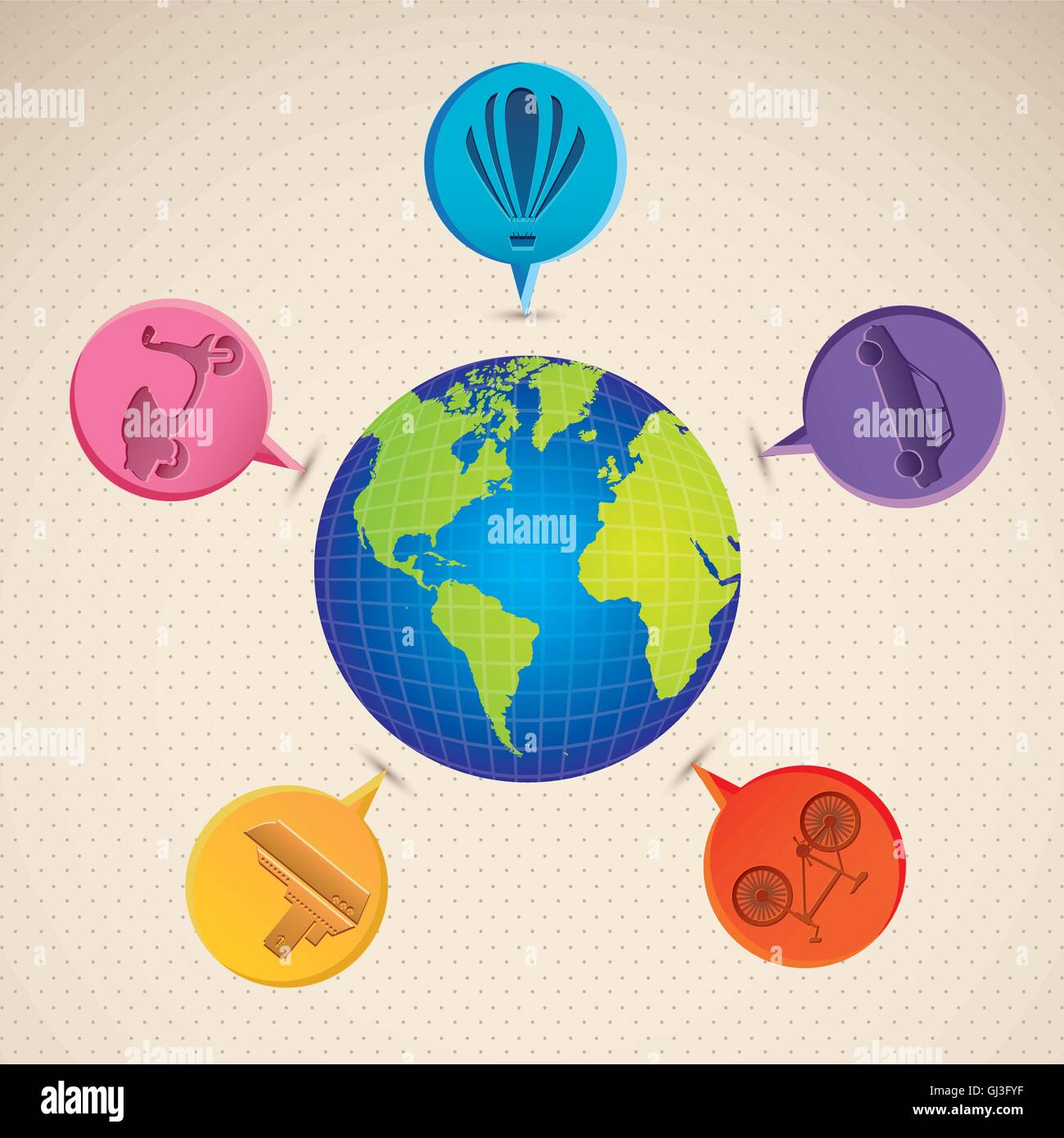 Illustration of transportation icons around the world vector ill Stock ...