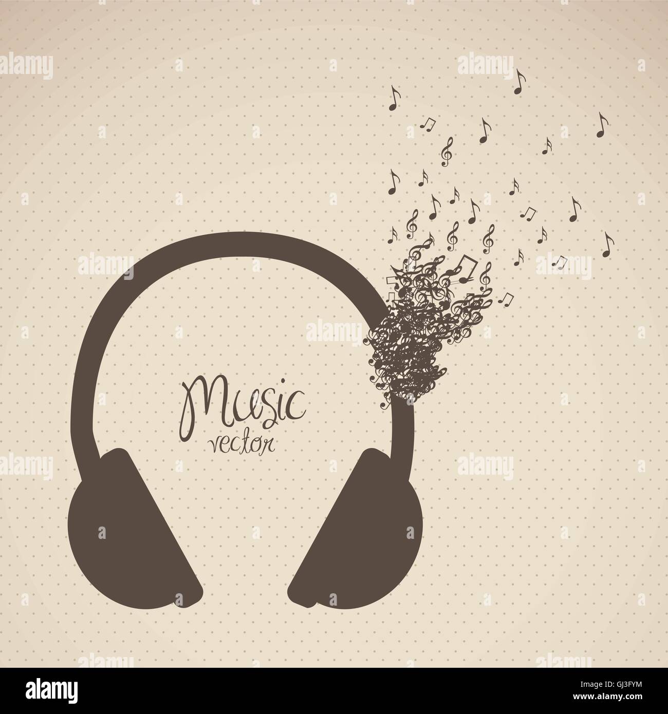 illustration of headphones formed with small musical notes vecto Stock ...