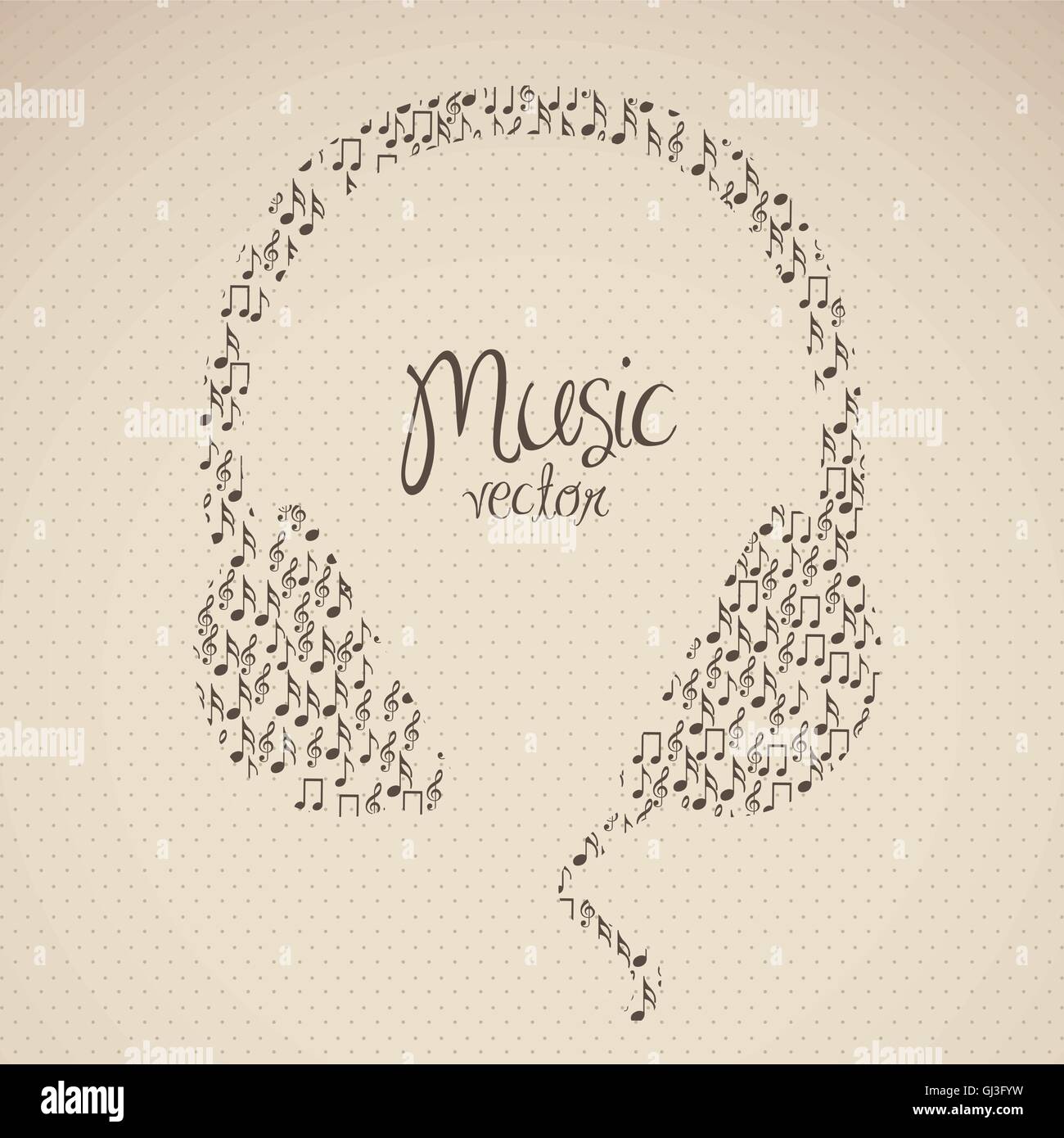 illustration of headphones formed with small musical notes vecto Stock ...