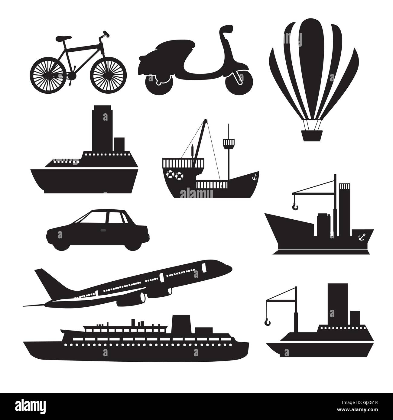 Illustration of transportation icons land air and water vector i Stock ...