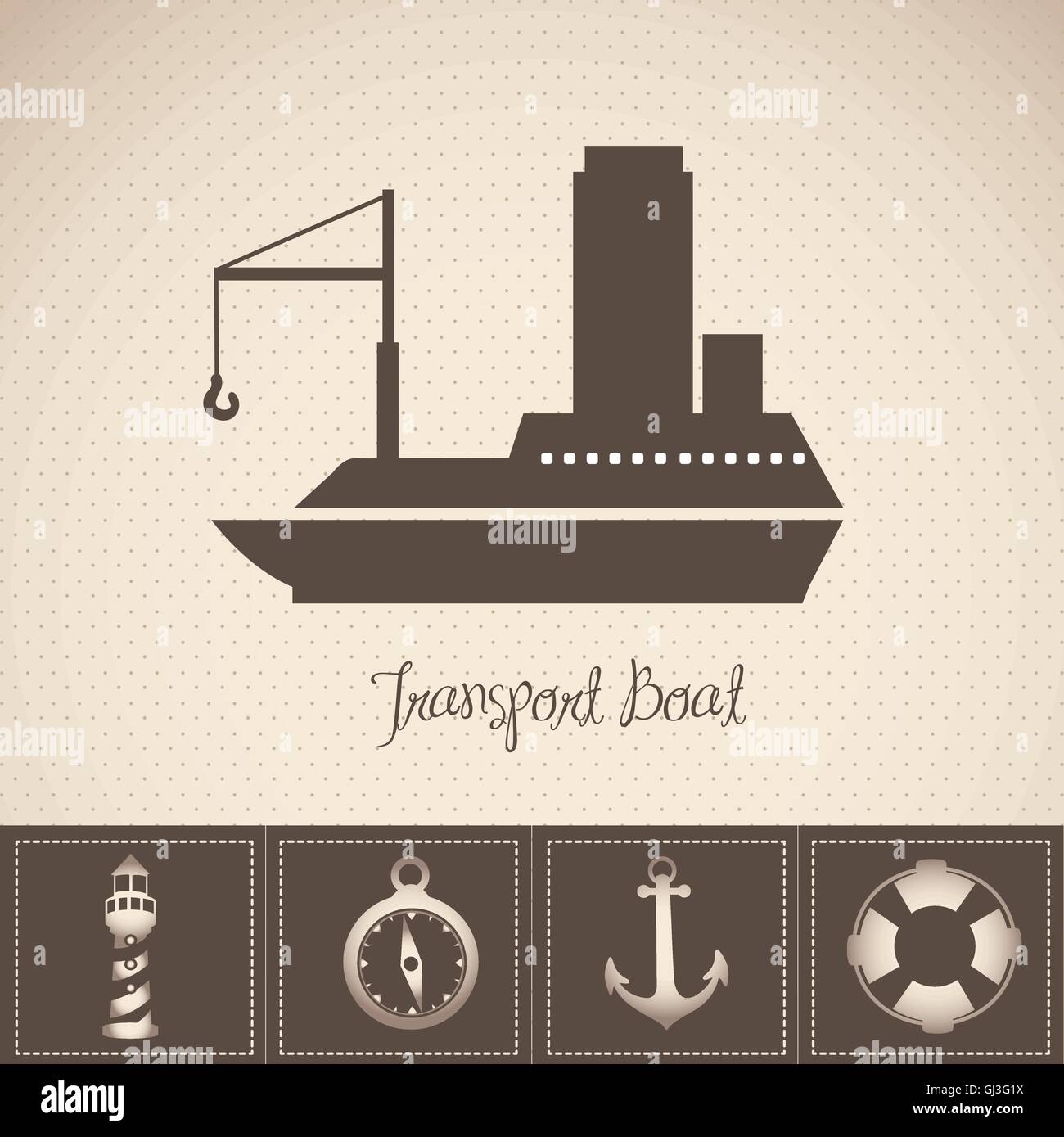 Illustration of boat with offshore icons vector illustration Stock ...