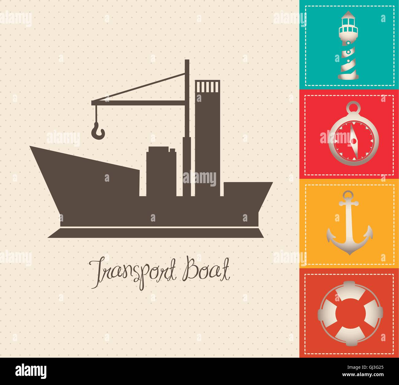 Illustration of boat with offshore icons vector illustration Stock ...