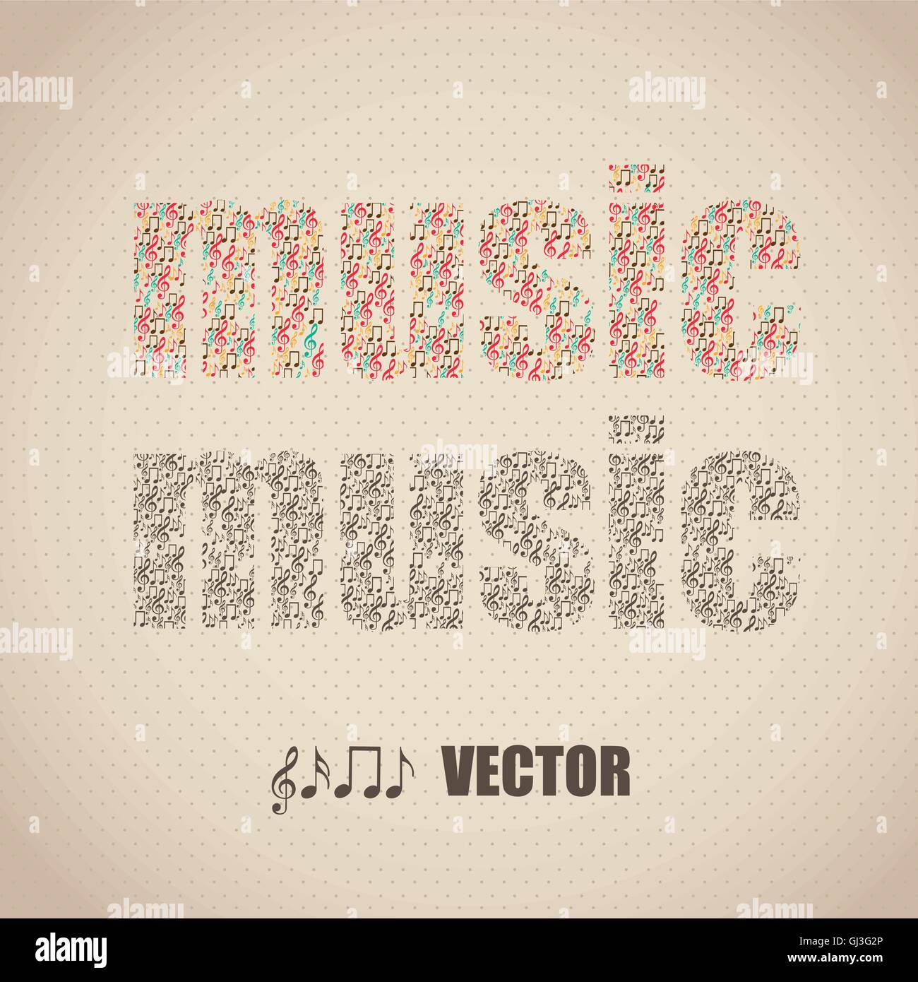 Illustration of musical notes forming a music word music sound v Stock ...