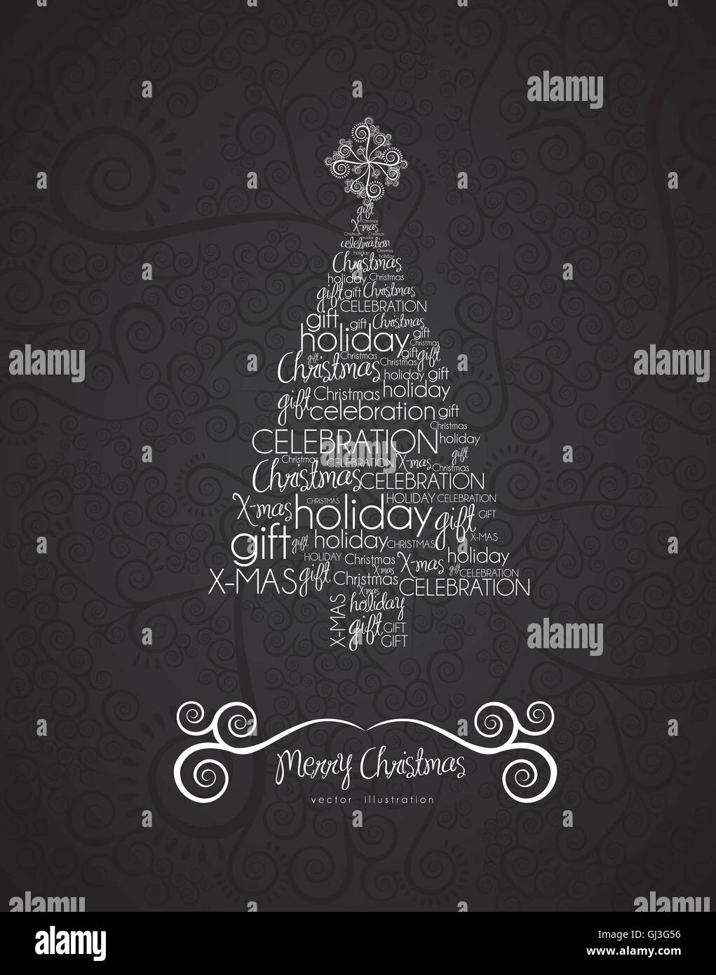 Christmas tree made with allusive texts vector illustration Stock ...
