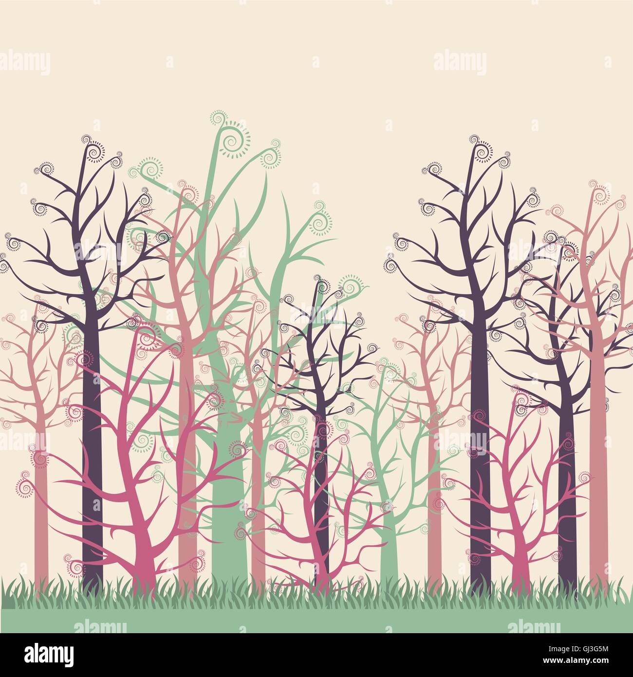illustrations of colors trees without leaves vector illustration Stock ...
